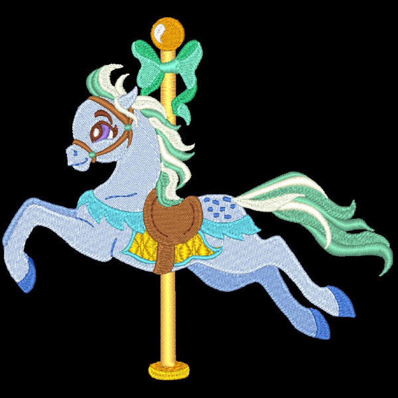 FANCY CAROUSEL HORSES 5inch 10 Machine Embroidery Designs | Etsy