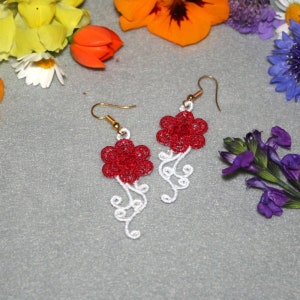 FSL SPRING FLOWER Earrings (2 Inch) (free Standing Lace)- 10 Machine ...
