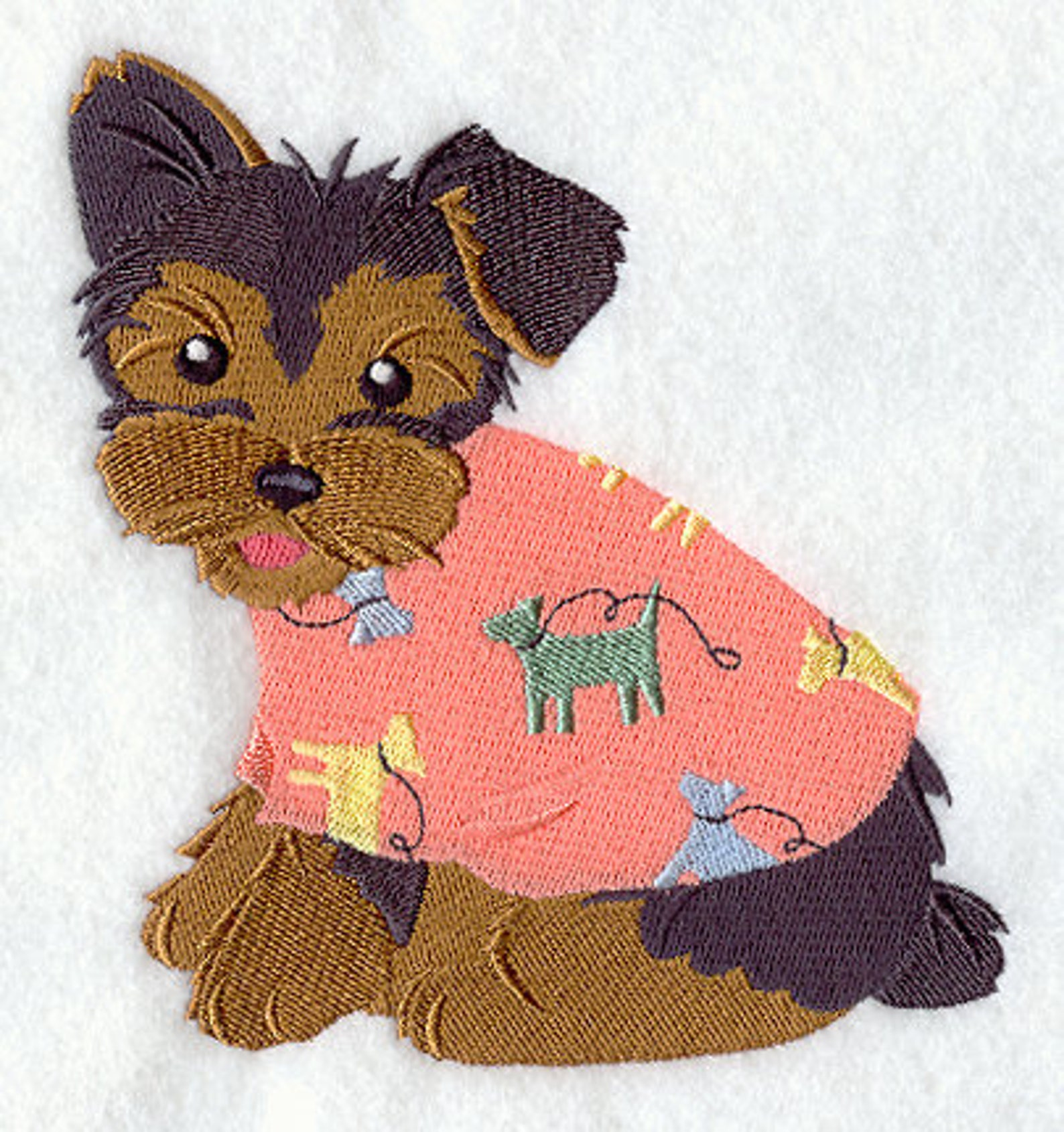 YORKIE IN PAJAMAS Machine Embroidered Quilt Blocks azeb - Etsy