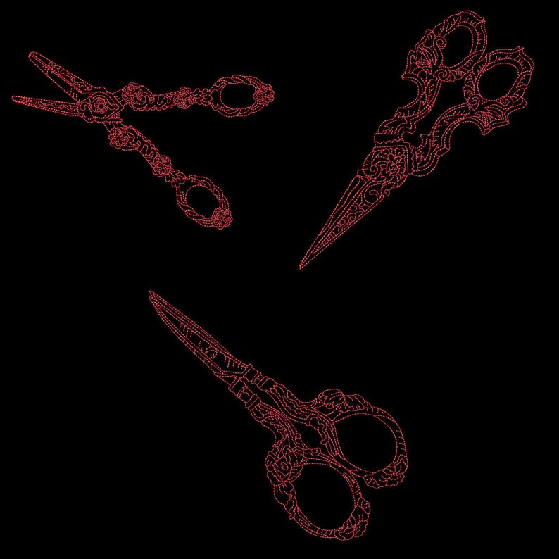 VINTAGE SCISSORS #1 (4inch) - 10 Machine Embroidery Designs Instant ...
