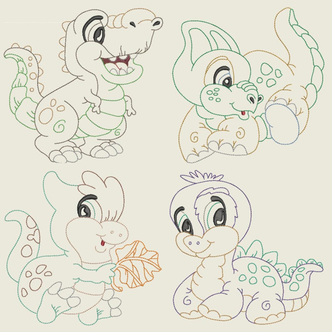 CUTE BABY DINOS (4 Inch) - 10 Machine Embroidery Designs Instant ...