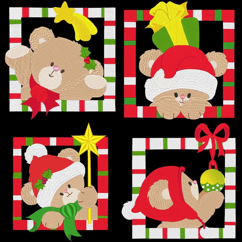 CHRISTMAS TEDDY Was FRAMED (5inch) - 12 Machine Embroidery Designs ...