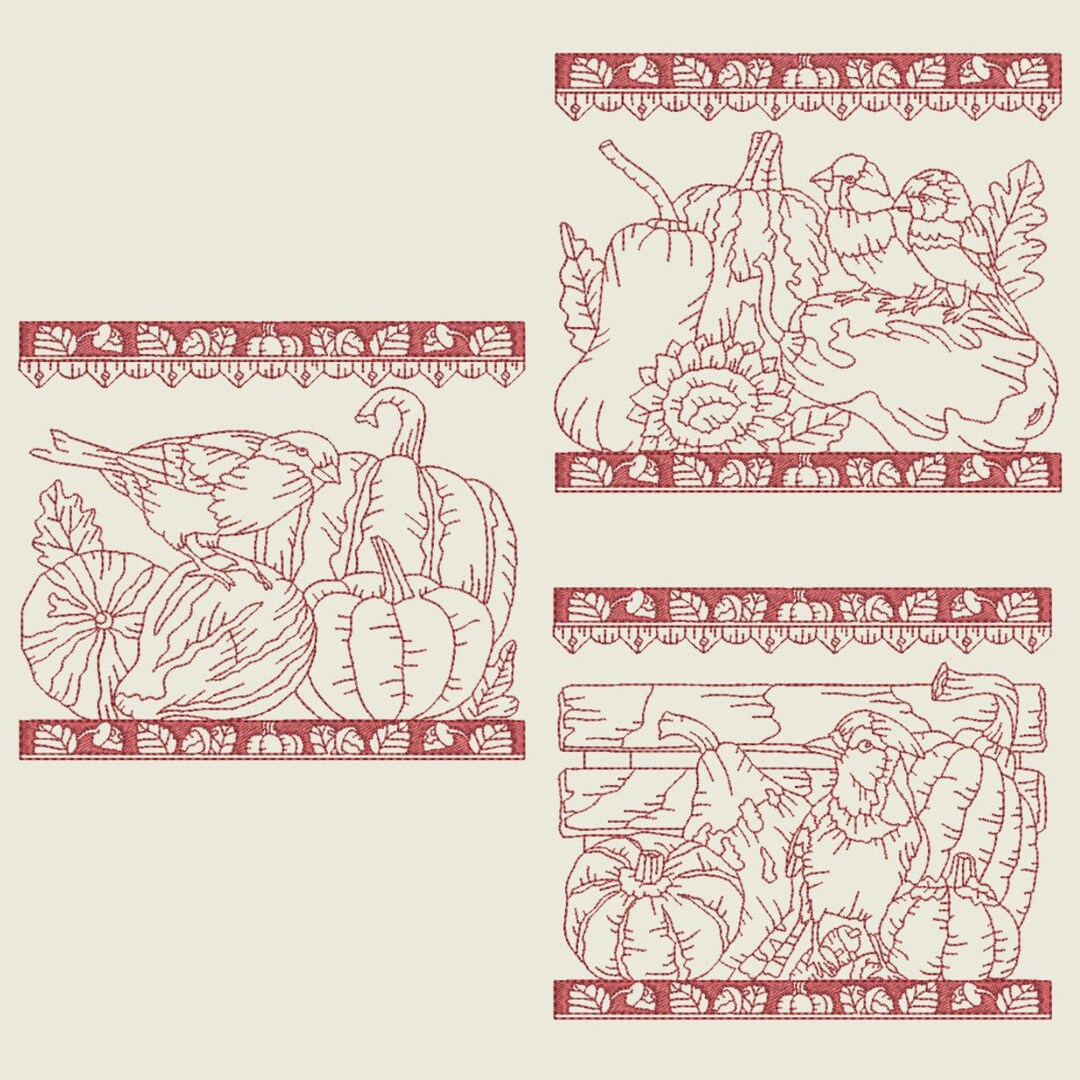 AUTUMN BIRD BORDERS (6inch) - 10 Machine Embroidery Designs Instant ...