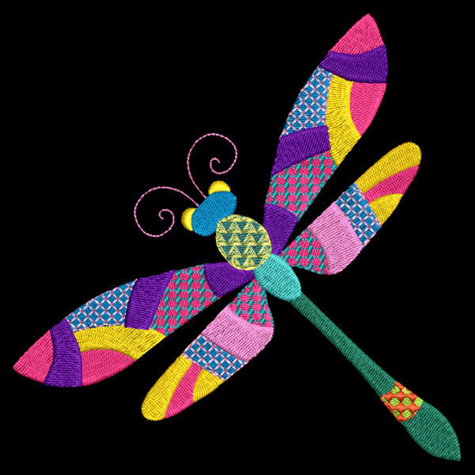 PATCHWORK DRAGONFLIES (4inch) - 24 Machine Embroidery Designs Instant ...