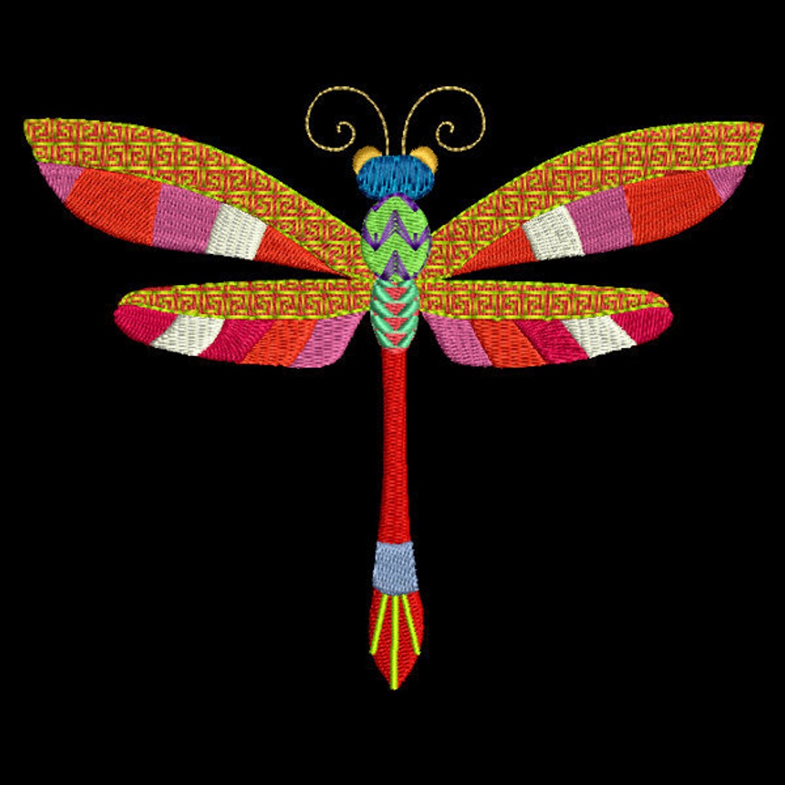 PATCHWORK DRAGONFLIES (6inch) - 24 Machine Embroidery Designs Instant ...