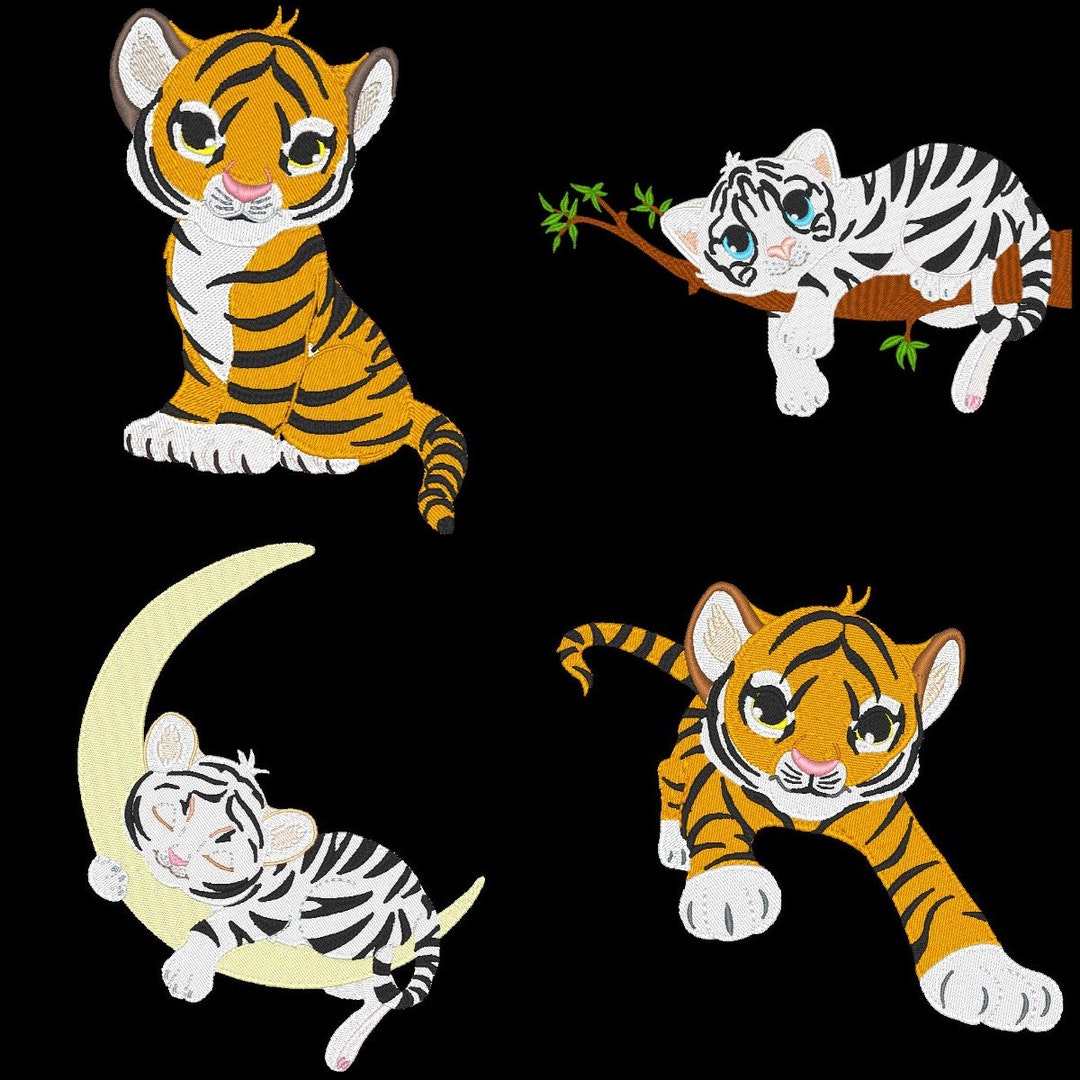 TIGER CUBS - 13 Machine Embroidery Designs Instant Download 4x4 5x7 ...
