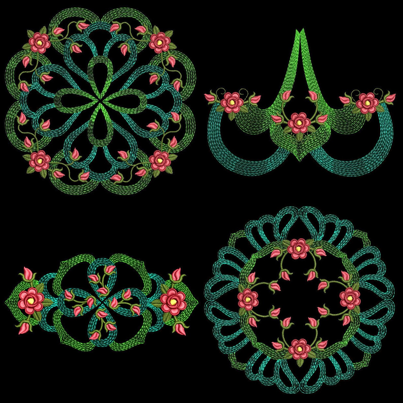 RIPPLED ROSE BLOCKS 6inch 12 Machine Embroidery Designs | Etsy