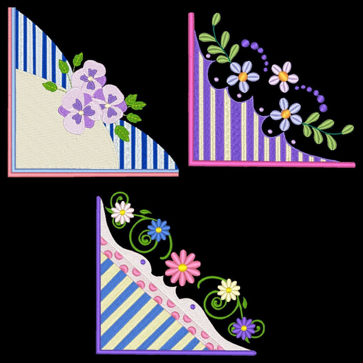 FANCY CORNERS 5inch 10 Machine Embroidery Designs Instant - Etsy