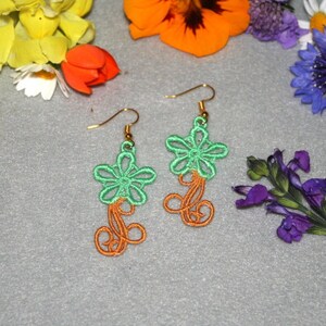 FSL SPRING FLOWER Earrings (2 Inch) (free Standing Lace)- 10 Machine ...