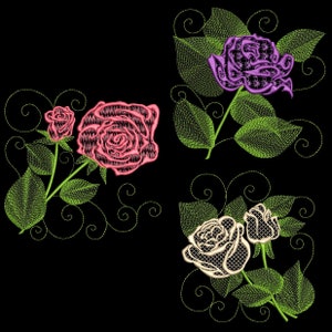 ELEGANT ROSES (4inch) - 10 Machine Embroidery Designs Instant Download ...
