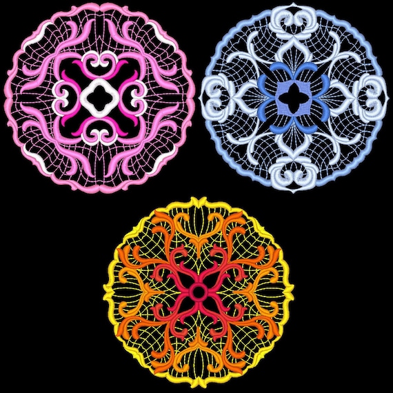 FANCY CIRCLES 5inch 10 Machine Embroidery Designs Instant | Etsy