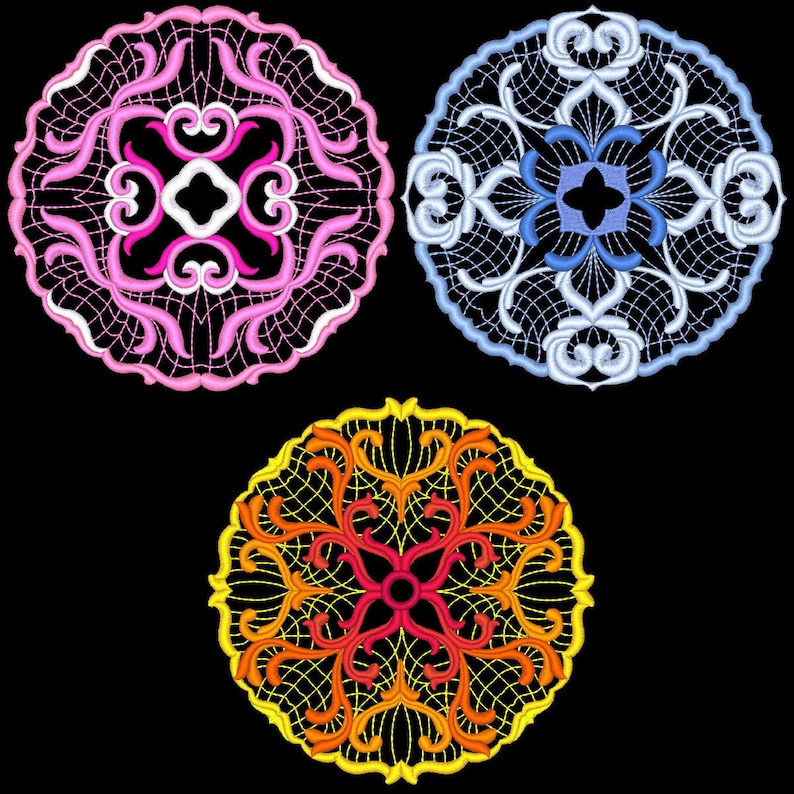 FANCY CIRCLES 4inch 10 Machine Embroidery Designs Instant | Etsy