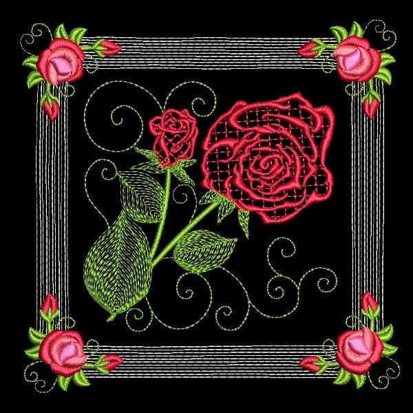 PRETTY ROSE BLOCKS 5inch 10 Machine Embroidery Designs | Etsy