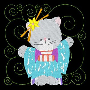 GEISHA ANIMALS (5inch) - 12 Machine Embroidery Designs Instant Download ...