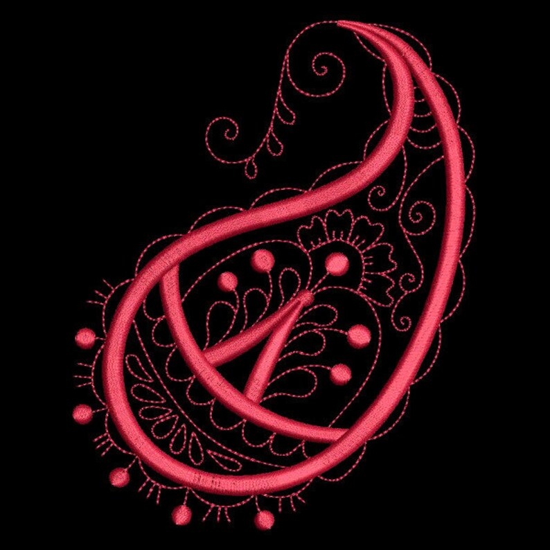 PAISLEY IN RED (4inch) - 10 Machine Embroidery Designs Instant Download ...