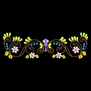 CURLY FLOWER BORDERS (5inch) - 10 Machine Embroidery Designs Instant ...