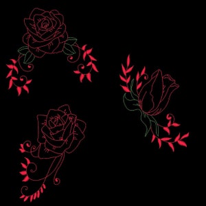 BEAUTIFUL REDWORK ROSES (4inch) - 10 Machine Embroidery Designs Instant ...
