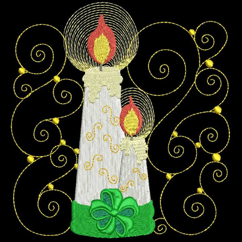 CURLY CANDLES 4inch 10 Machine Embroidery Designs Instant - Etsy