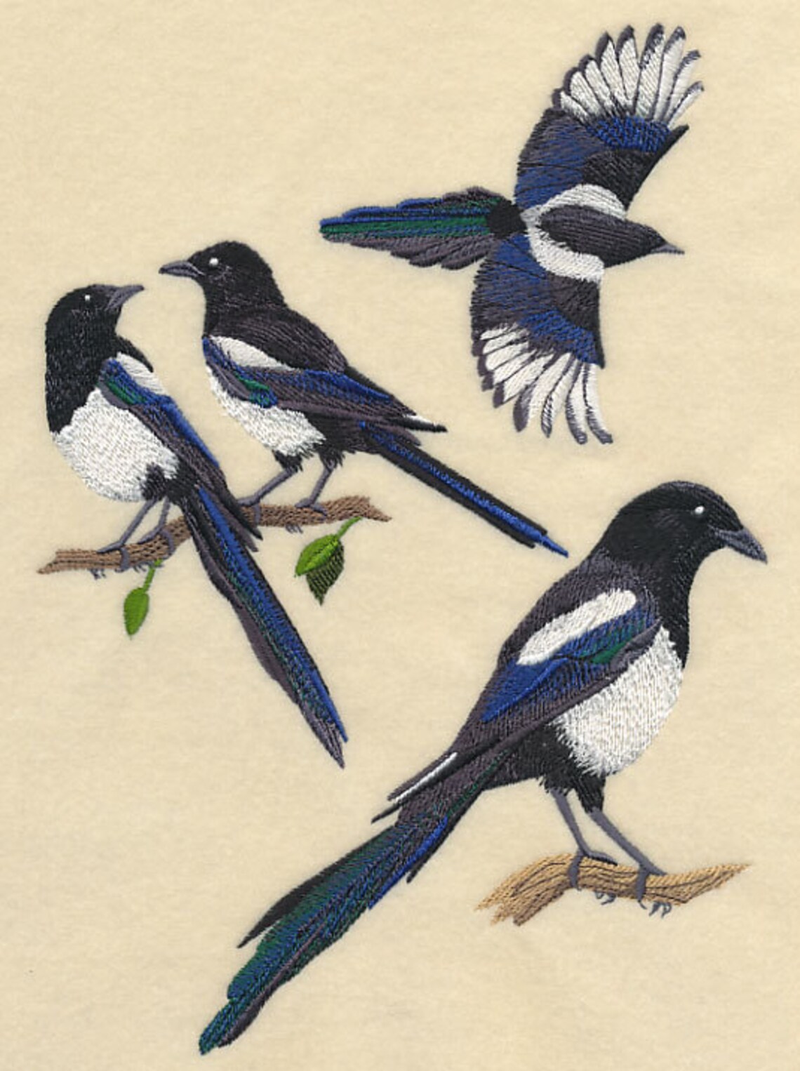 Black Billed MAGPIE COLLAGE Machine Embroidery Quilt Blocks - Etsy