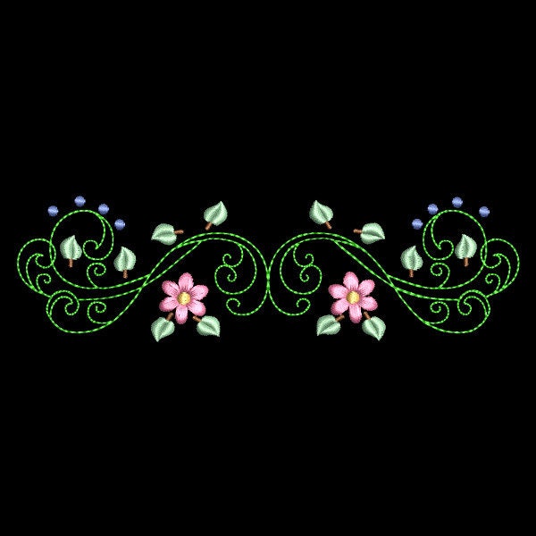 CURLY FLOWER BORDERS 4inch 10 Machine Embroidery Designs | Etsy