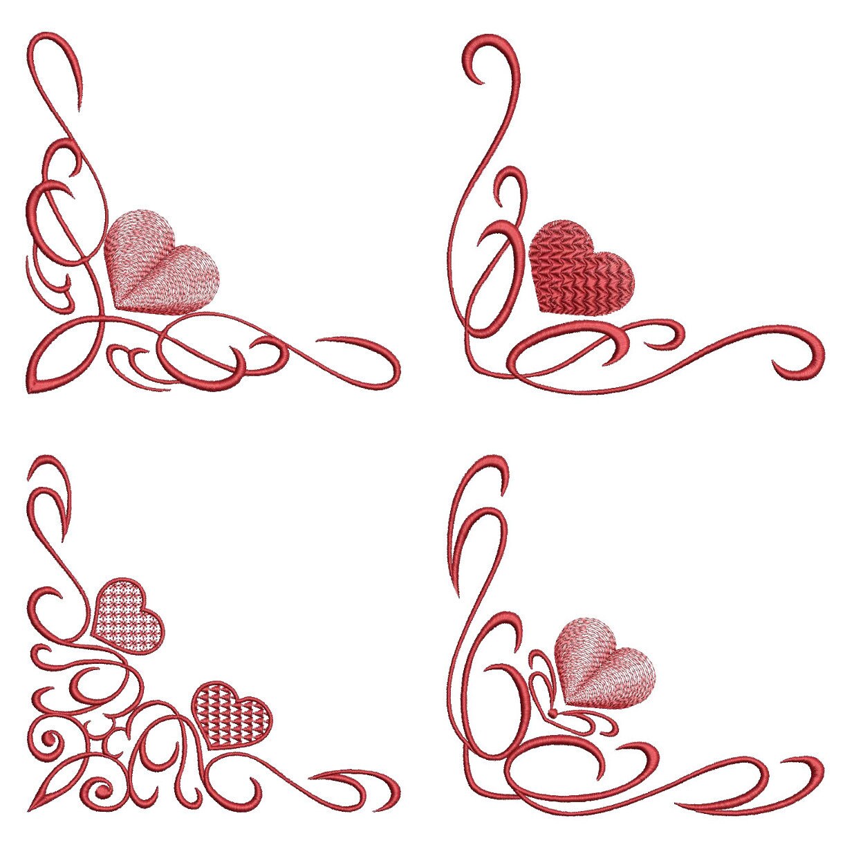 HEART CORNERS 4inch 10 Machine Embroidery Designs Instant | Etsy
