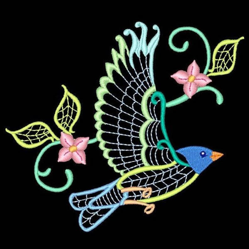 LACE BIRDS 4inch 10 Machine Embroidery Designs Instant - Etsy