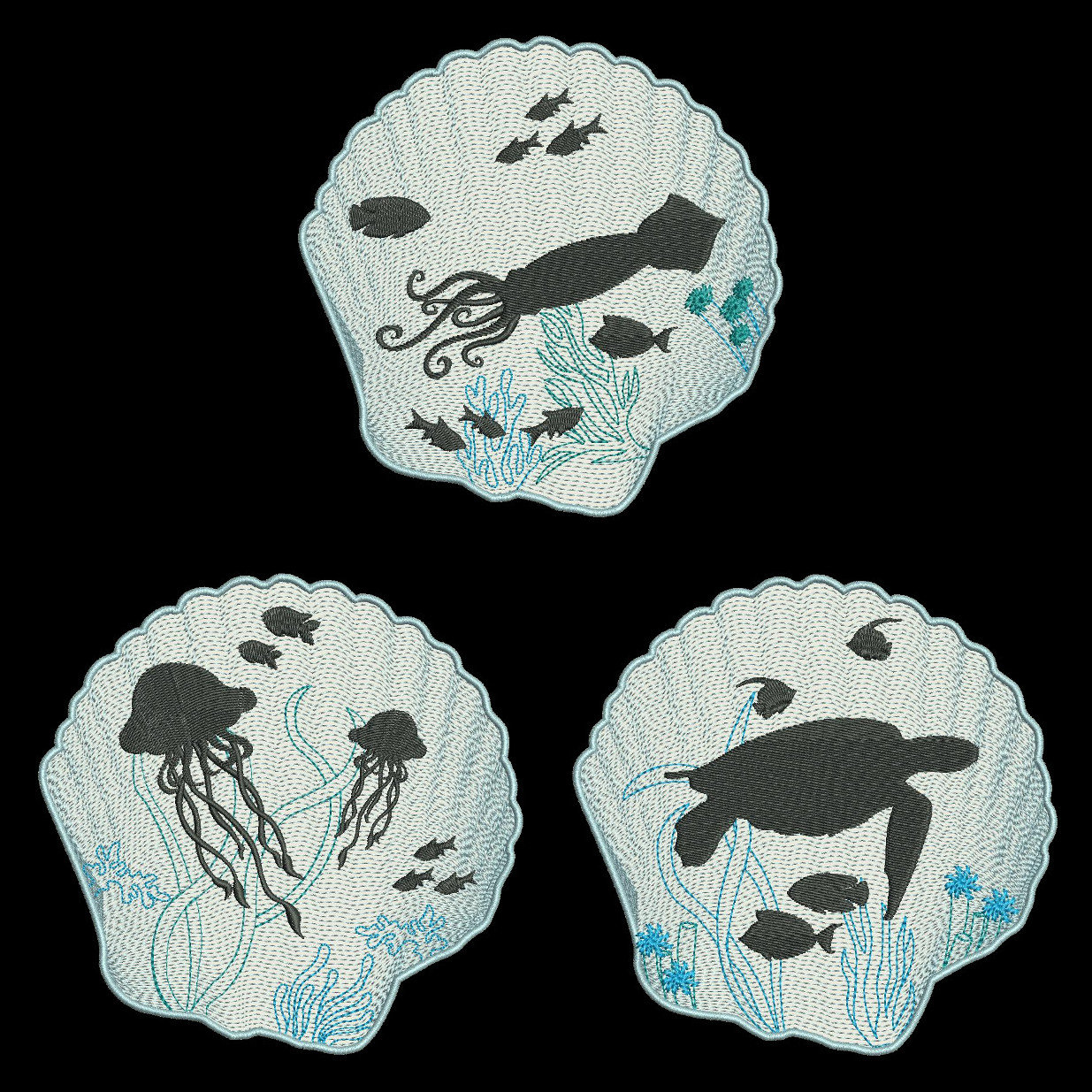 OCEAN SILHOUETTES 5inch 10 Machine Embroidery Designs | Etsy