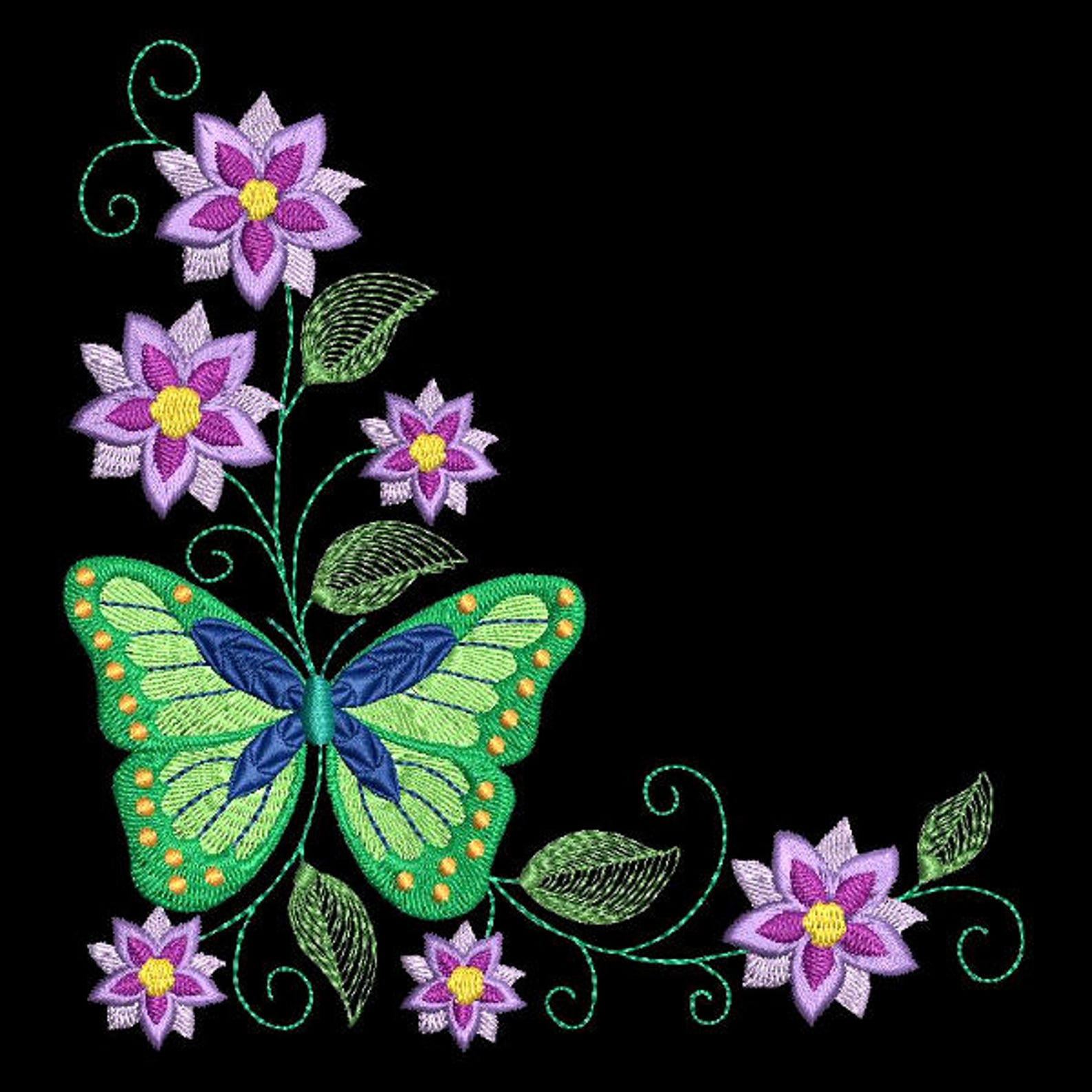 FLUTTERBY CORNERS (6inch) - 10 Machine Embroidery Designs Instant ...