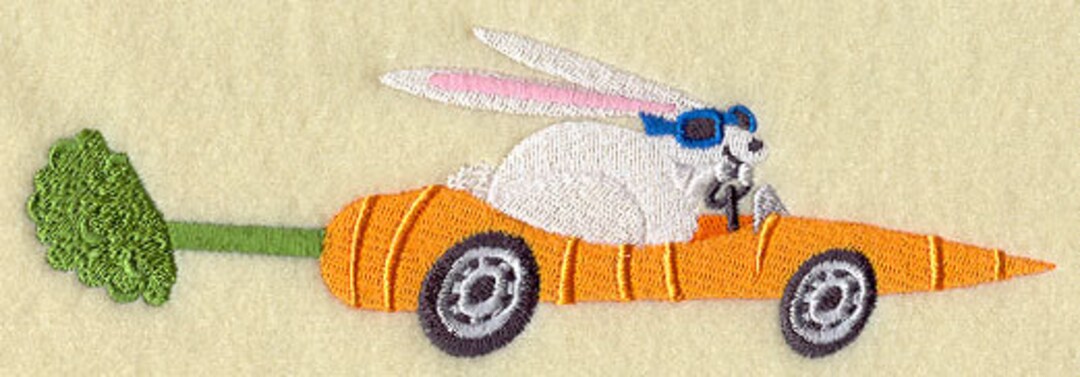 RABBIT RACER in A CARROT Car Machine Embroidered Quilt Blocks - Etsy