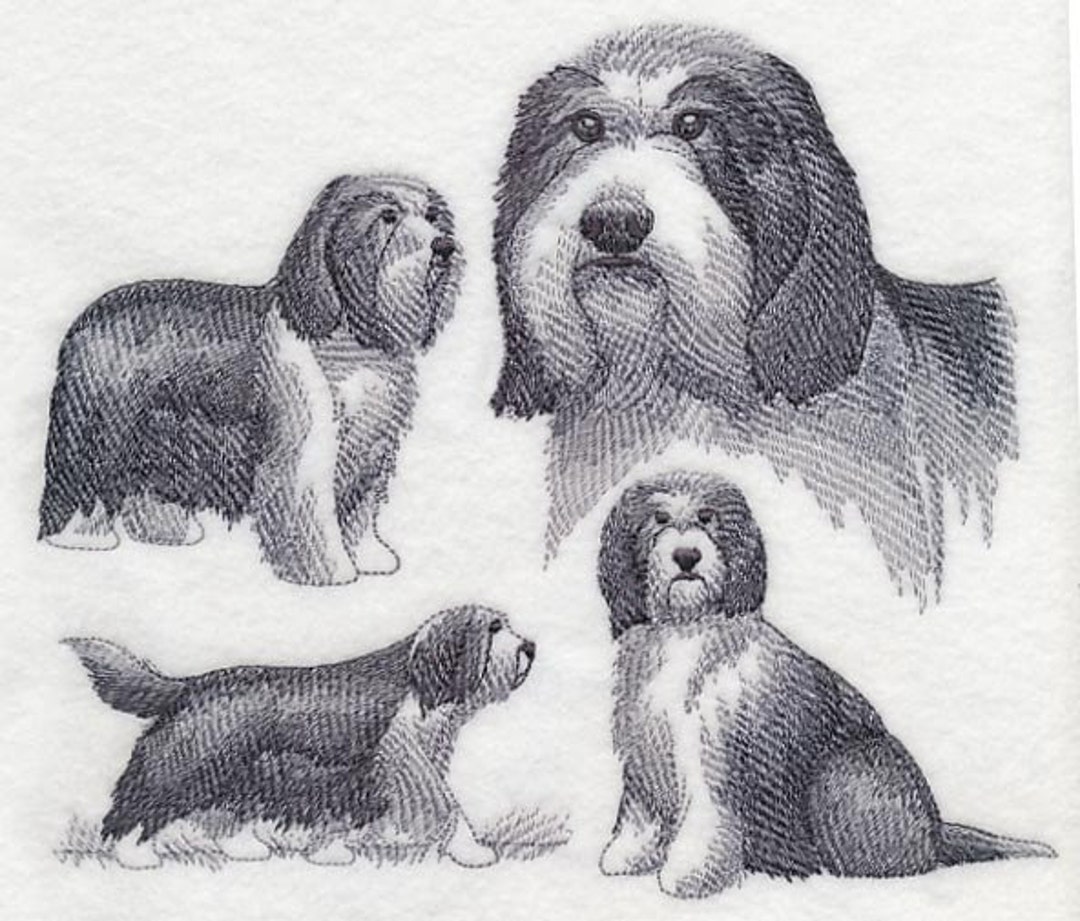 BEARDED COLLIE SKETCH Machine Embroidery Quilt Block azeb - Etsy