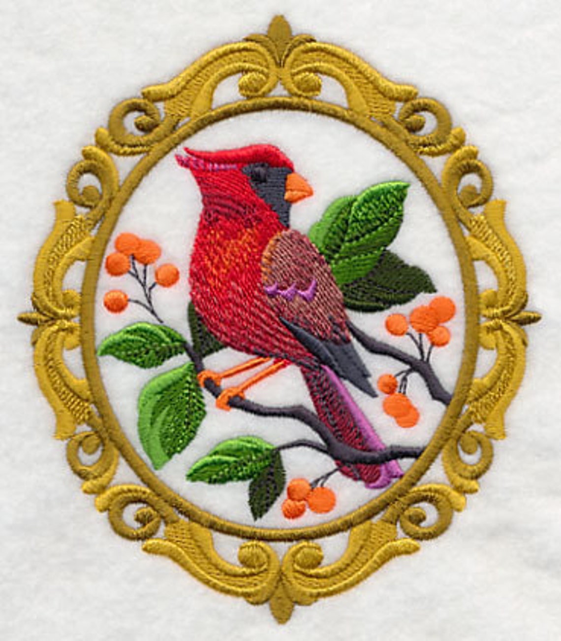 CARDINAL CAMEO Machine Embroidered Quilt Block AzEB | Etsy