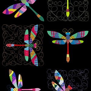 PATCHWORK DRAGONFLIES (5inch) - 24 Machine Embroidery Designs Instant ...