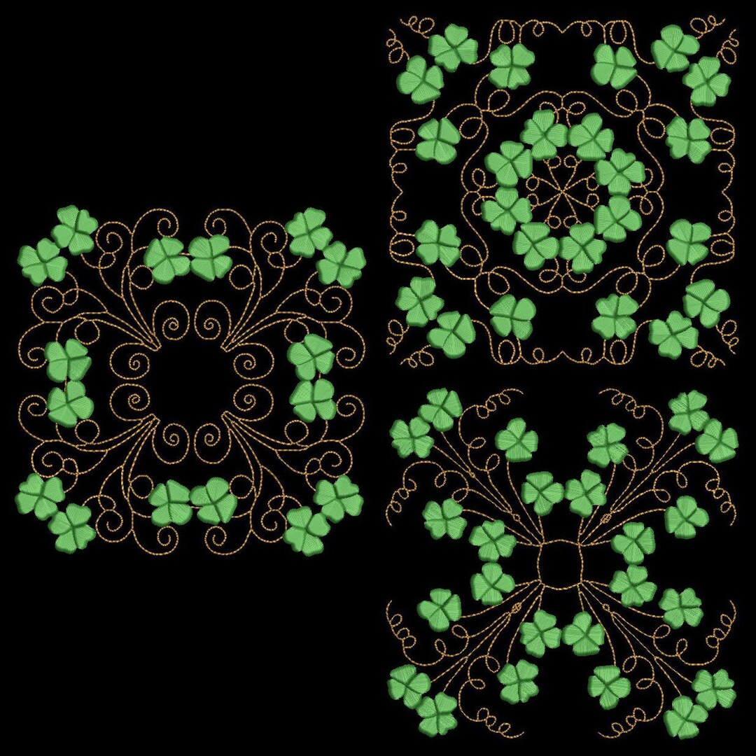 SHAMROCK QUILT BLOCKS (6inch) - 10 Machine Embroidery Designs Instant ...