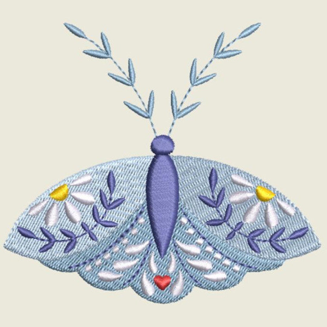 FOLK ART FLUTTERBY- 1 Machine Embroidery Design Instant Download 4x4 ...