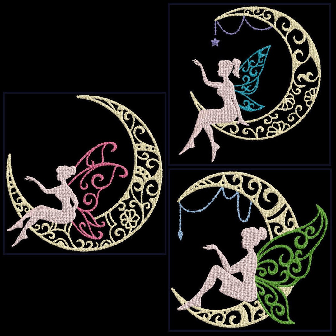 MOON FAIRIES (6inch) - 10 Machine Embroidery Designs Instant Download ...