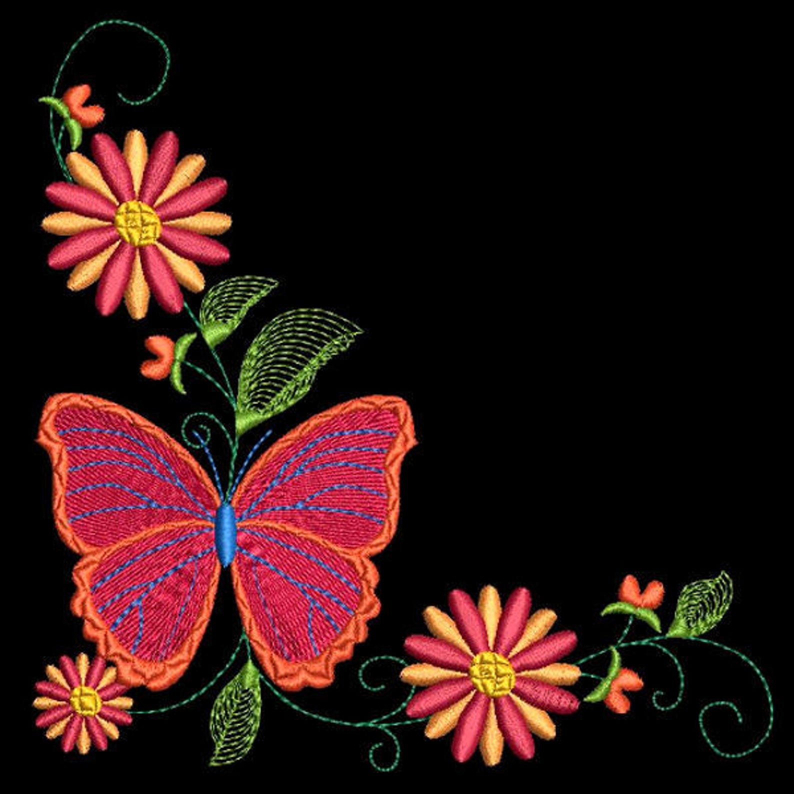 FLUTTERBY CORNERS (6inch) - 10 Machine Embroidery Designs Instant ...