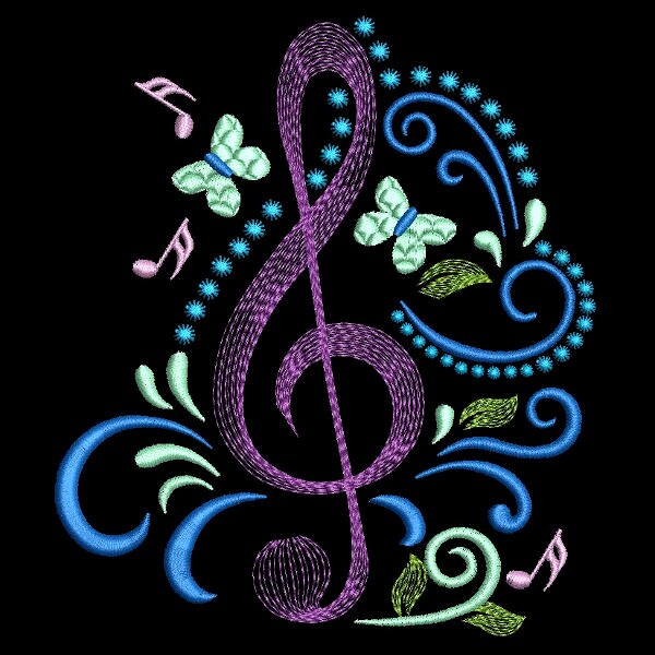 MUSIC TIME 5 INCH10 Machine Embroidery Design Instant | Etsy