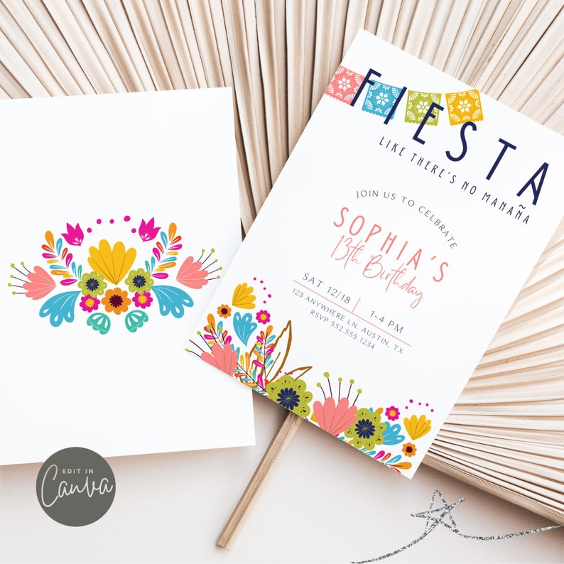 Editable Fiesta Birthday Invitation Fiesta Party Digital Invitation ...