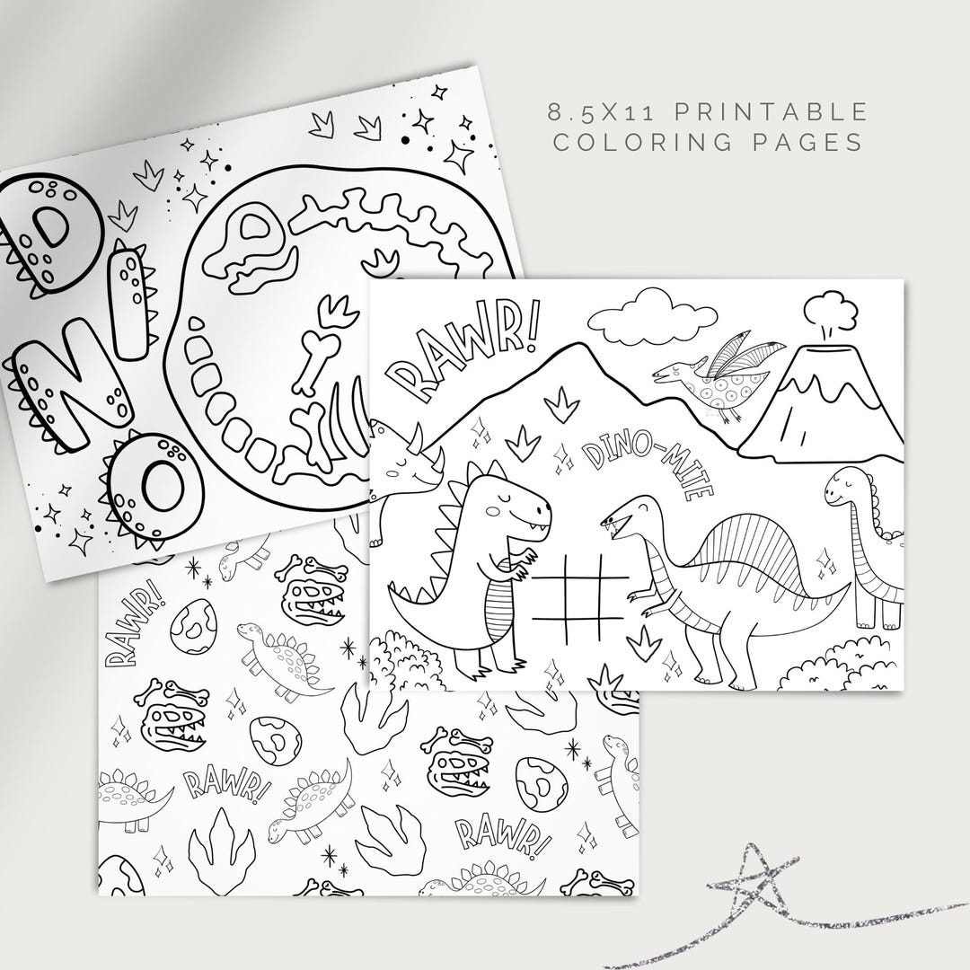 Dinosaur Coloring Pages Dinosaur Party Digital Coloring Pages Trex ...