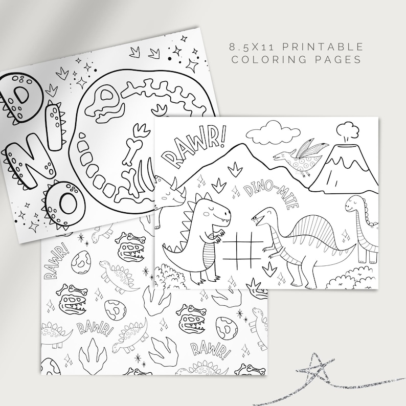 Dinosaur Coloring Pages Dinosaur Party Digital Coloring Pages Trex ...