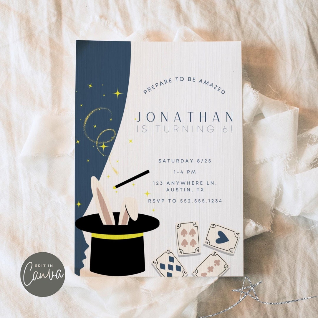 Editable Magician Birthday Invitation Magician Party Digital Invitation ...