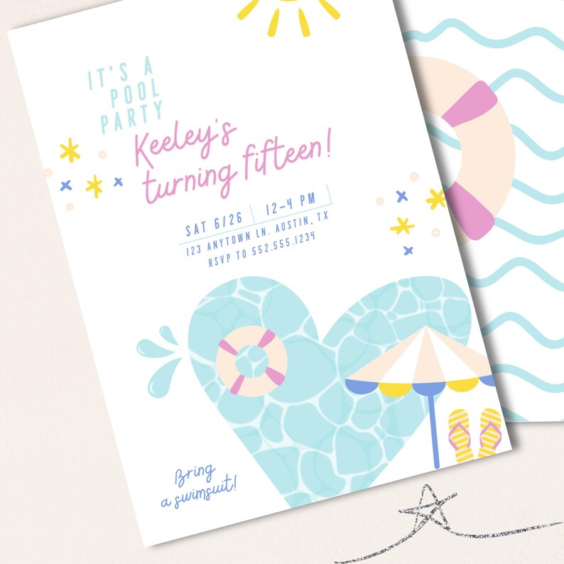 Editable Pool Party Birthday Invitation Pool Party Digital Invitation ...
