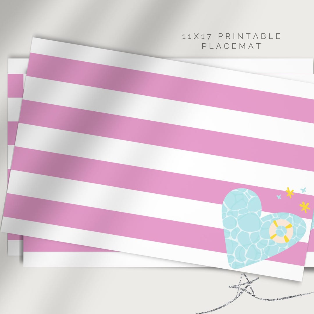 Pool Party Placemat Pool Party Digital Placemat Swim Party Printable ...