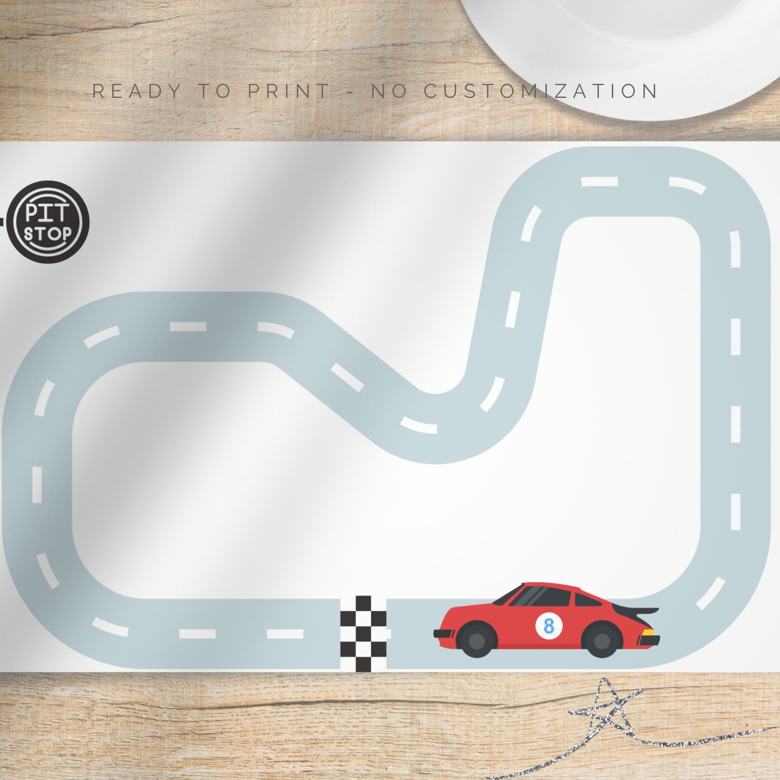 Race Car Placemat Race Car Party Digital Placemat Racing Placemat ...