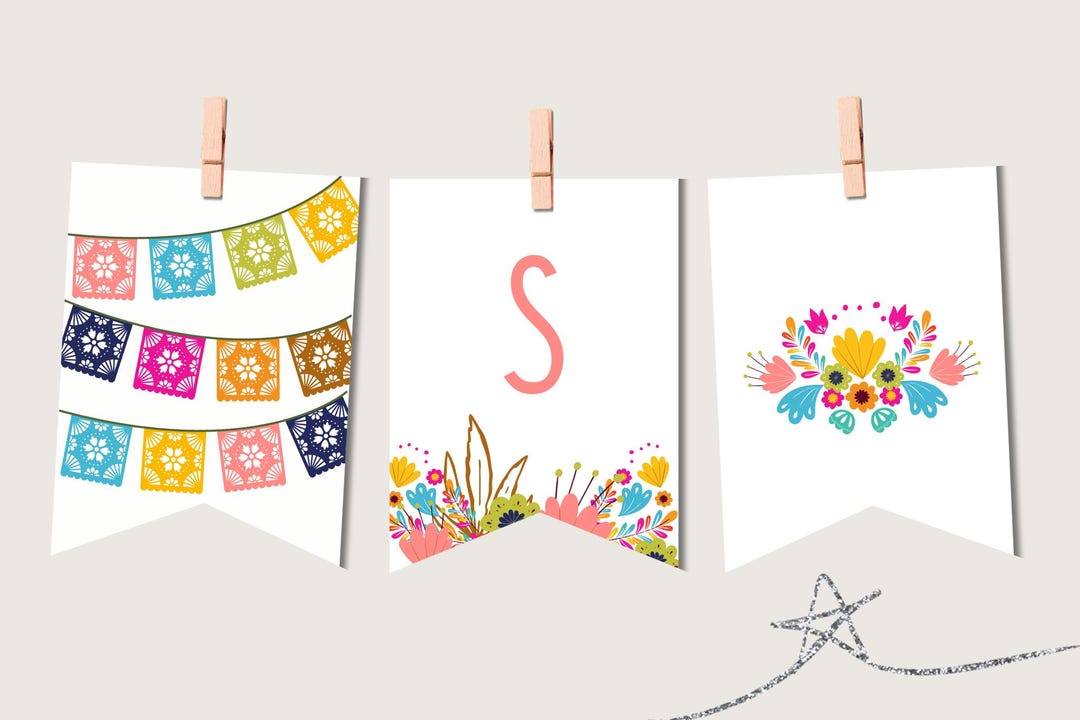 Editable Fiesta Pendant Banner Fiesta Party Digital Banner Mexican ...