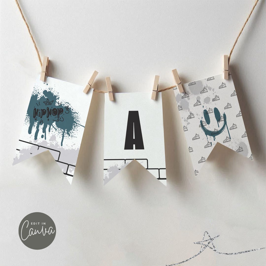 Editable Hip Hop Banner Party Digital Banner Hip Hop Printable Banner ...