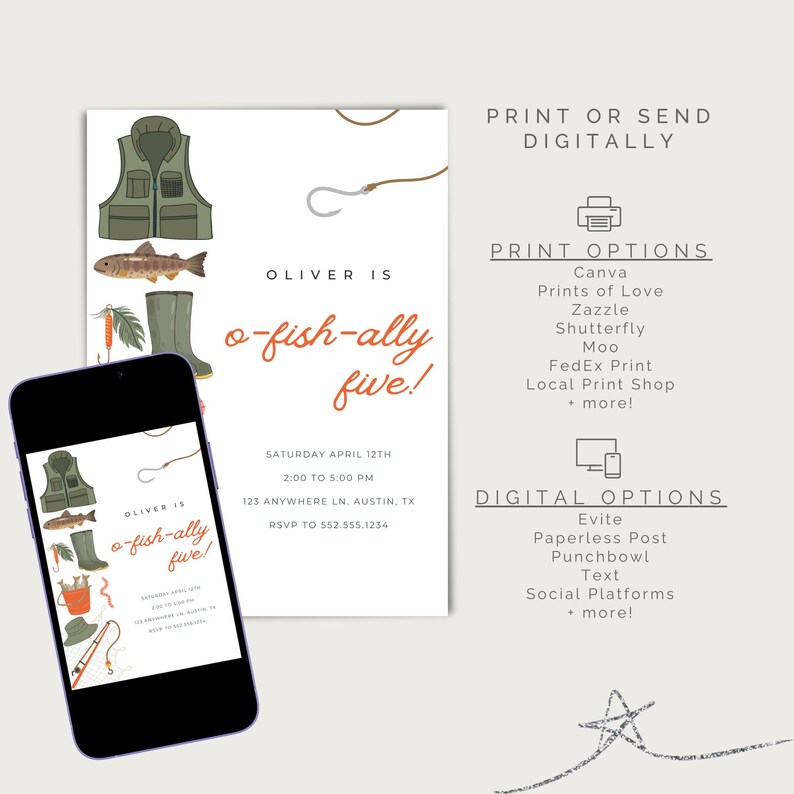 Editable Fishing Birthday Invitation Fishing Party Digital Invitation ...