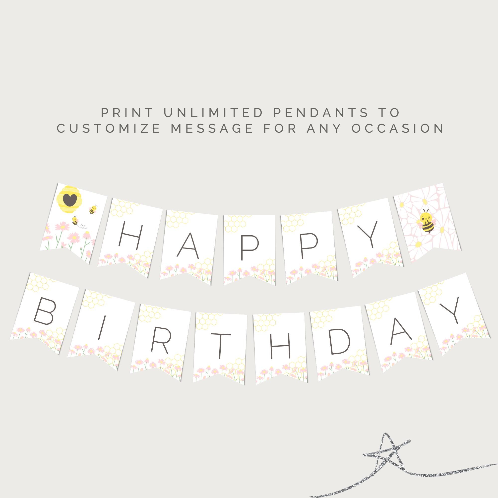 Editable Bee Banner Bee Party Digital Banner Bumble Bee Printable Party ...