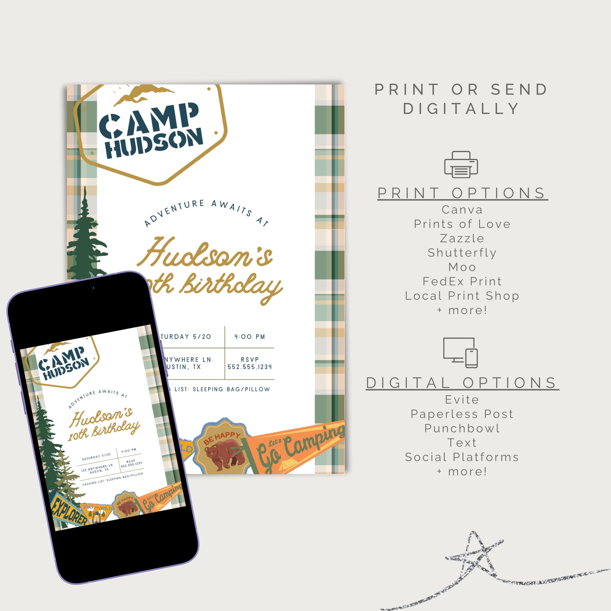 Editable Camping Birthday Invitation Camping Party Digital Invite ...