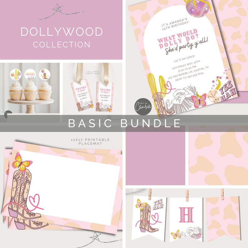 Editable Dolly Parton Invitation Bundle Dolly Parton Party Digital ...